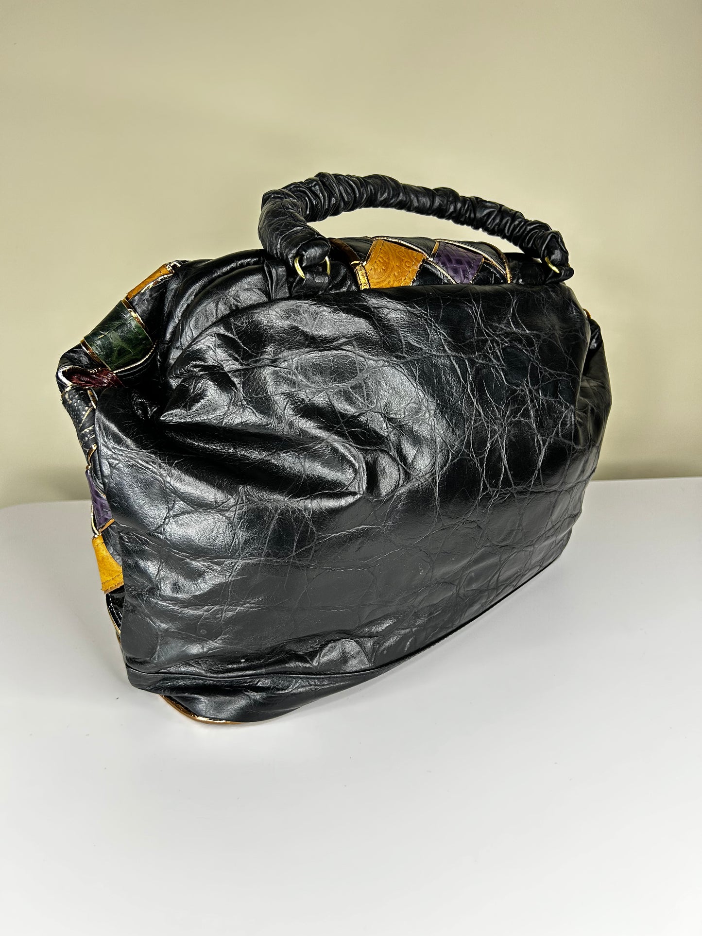 Vintage Multicolor Genuine Leather 80s Retro Doctor Bag – Thrift D ...